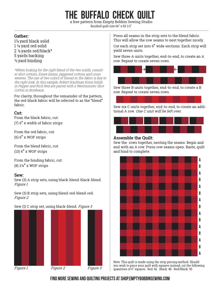 BuffaloCheckQuiltPattern EmptyBobbinSewingStudio | Download Free PDF ...