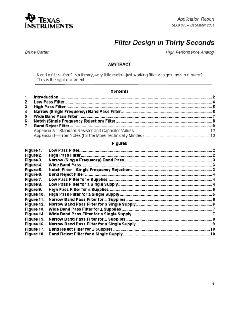 Basic Filter Design | PDF | Electronic Filter | Low Pass Filter