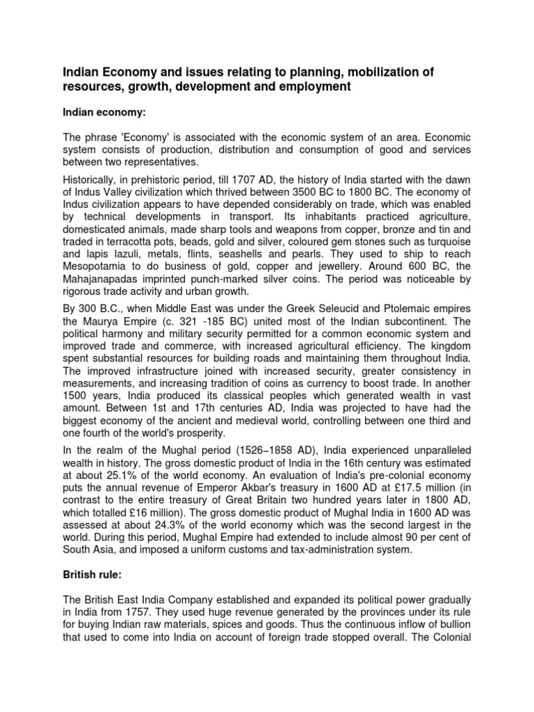 Indian Economy and Issues Relating To Planning, Mobilization of ...