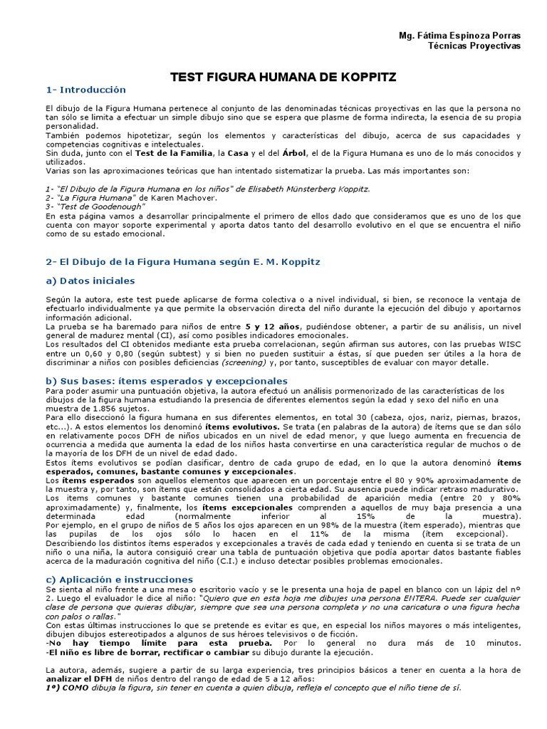 Test Figura Humana de Koppitz | PDF | Adultos | Cociente de inteligencia