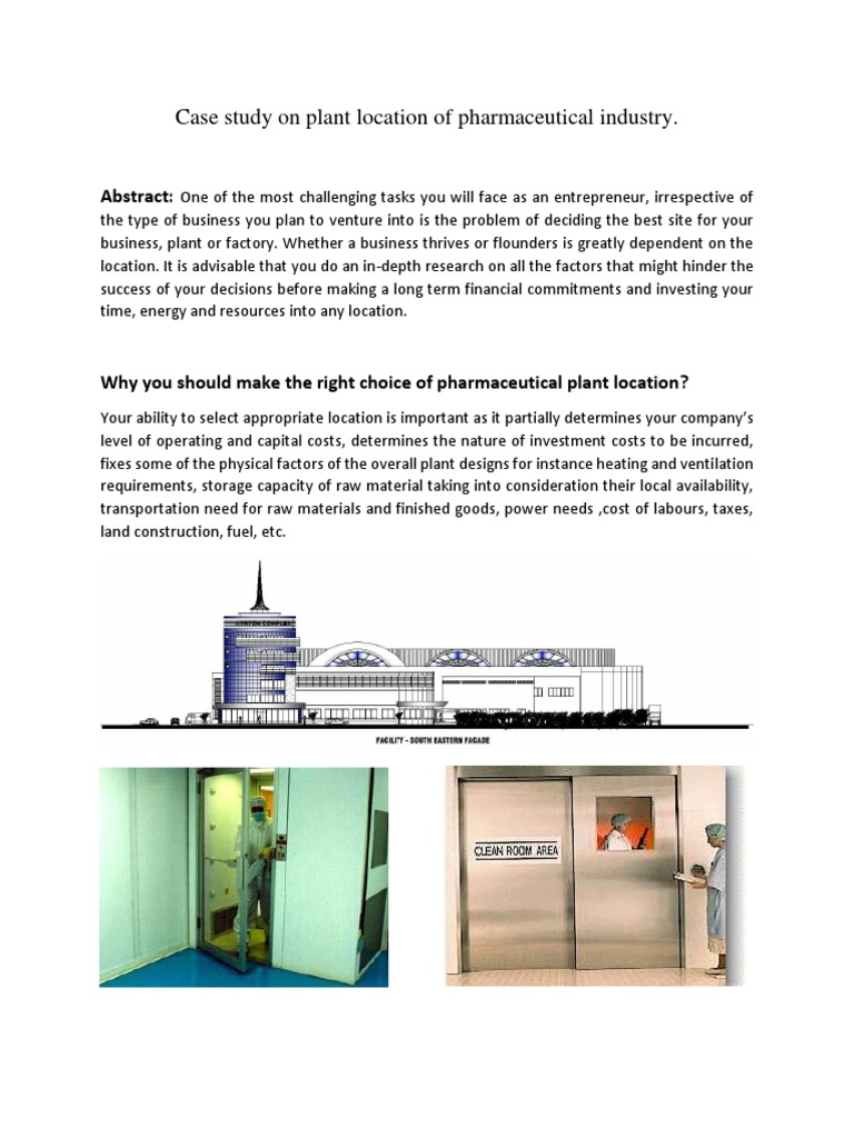 Case Study On Plant Location and Plant Layout of Pharmaceutical ...