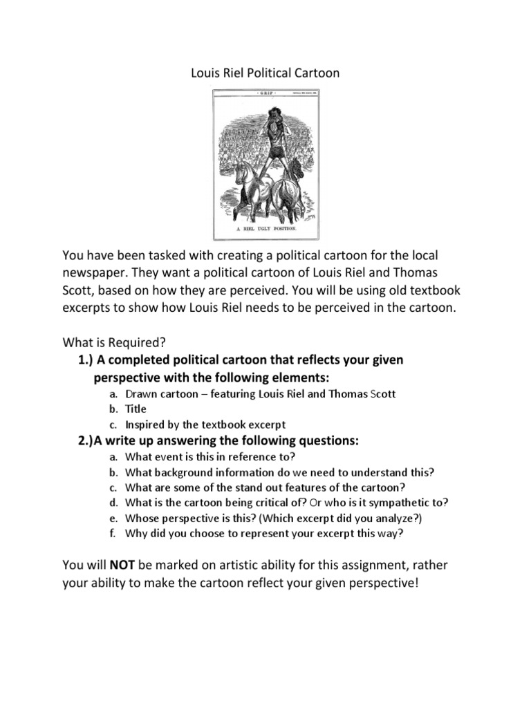 Louis Riel Political Cartoon - Worksheet | PDF