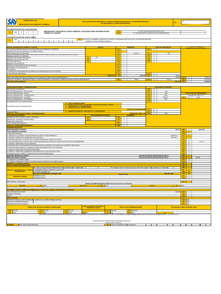 Formulario 102A 1 | PDF | Impuesto sobre la renta | Impuestos