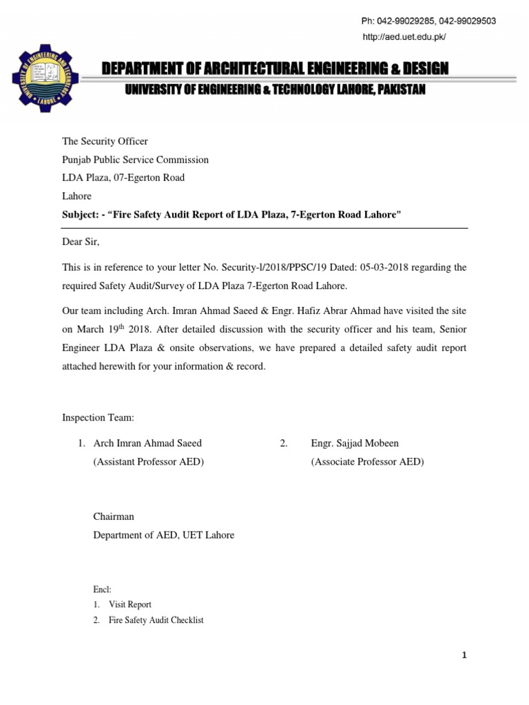 Fire Safety Audit Report | PDF | Fire Sprinkler System | Fire Safety