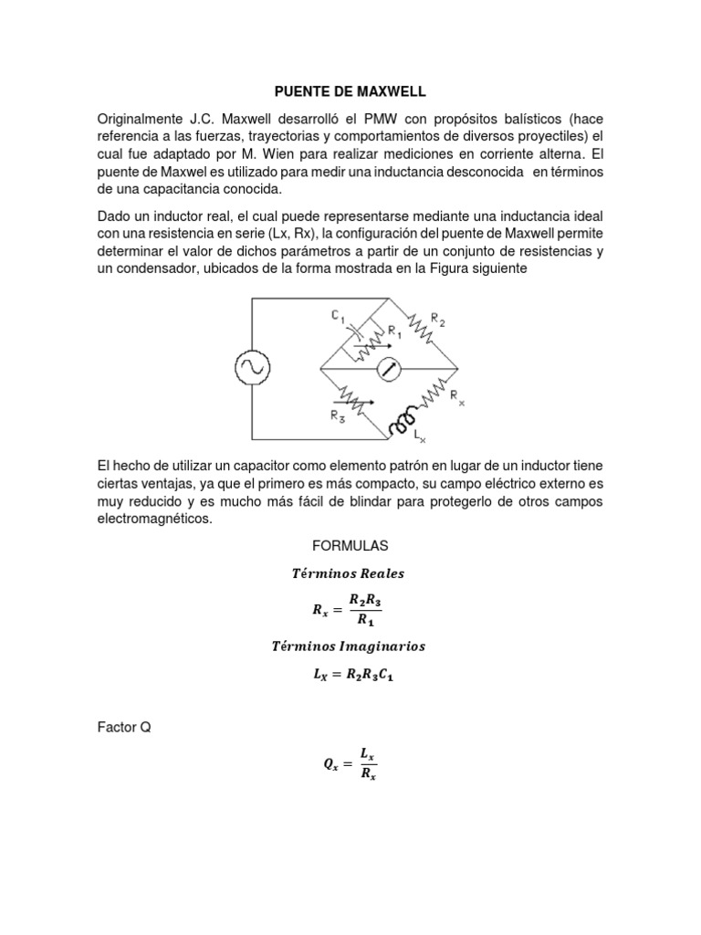 Puente de Maxwell | PDF | Resistencia Eléctrica y Conductancia | Condensador
