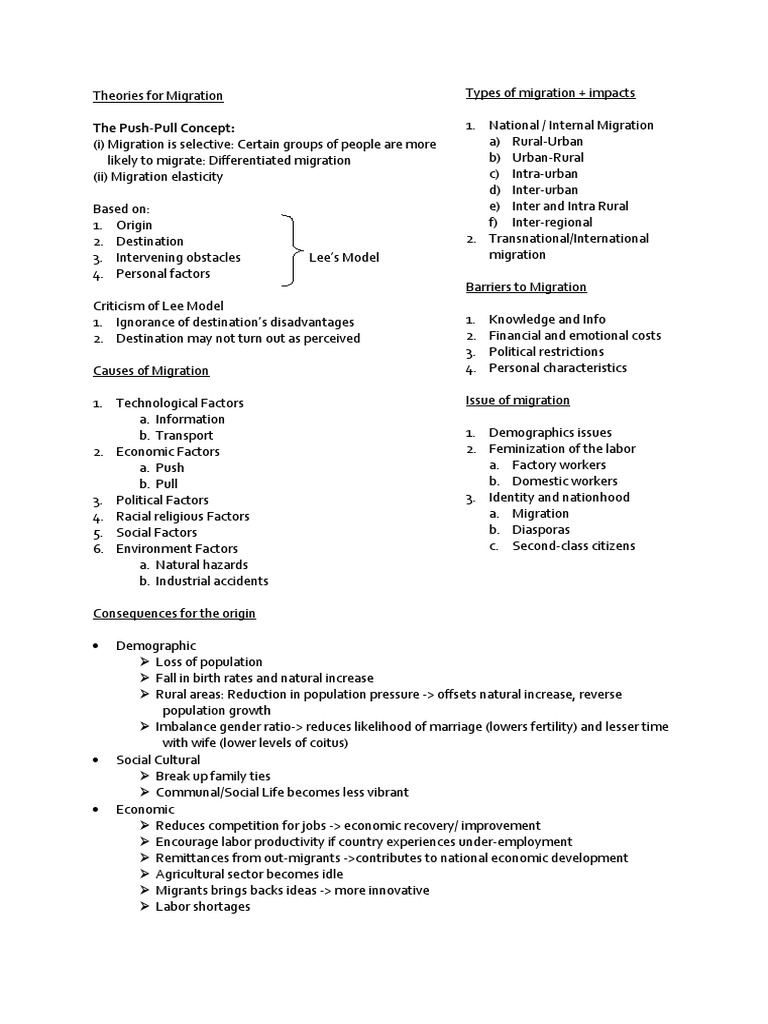 Migration Theories and Impacts Explained | PDF | Human Migration ...