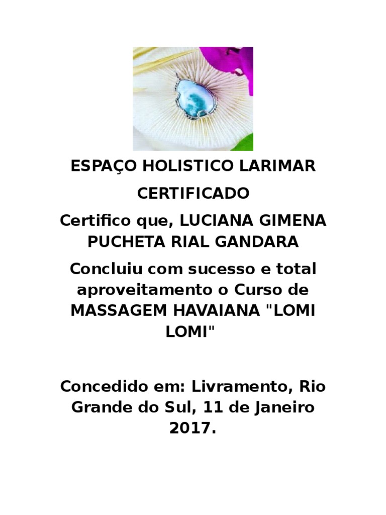 Certificado Lomi Lomi | PDF