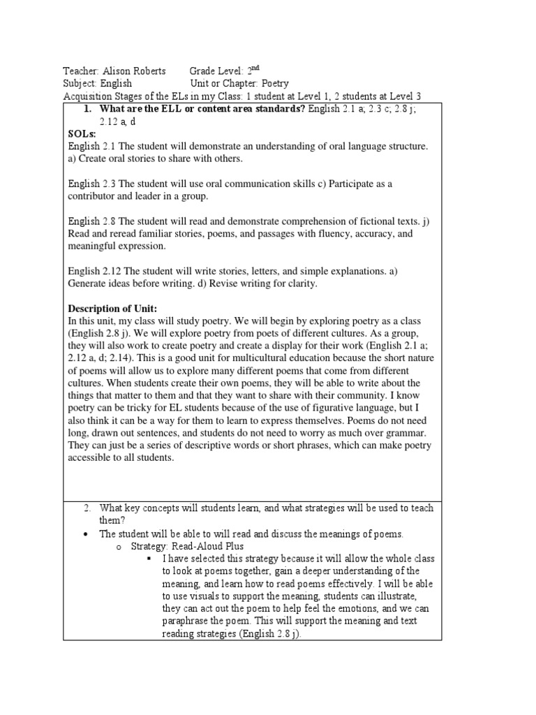 Lesson Modification 1 | PDF | Poetry | Reading Comprehension