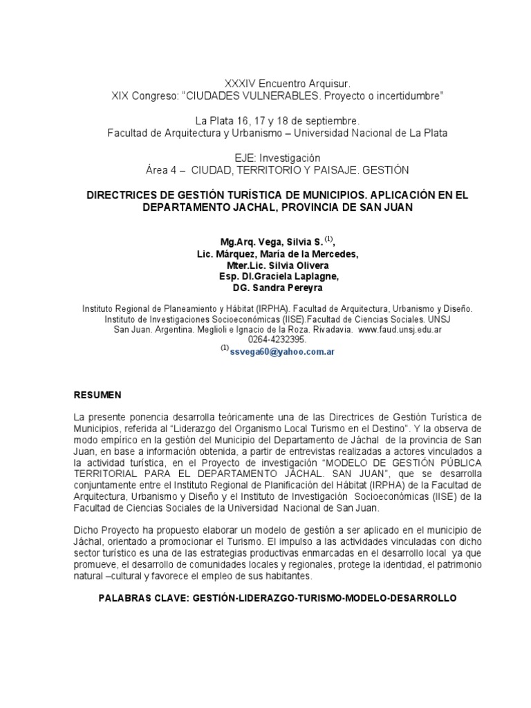 Directrices De Gestión Turística De Municipios Pdf Turismo