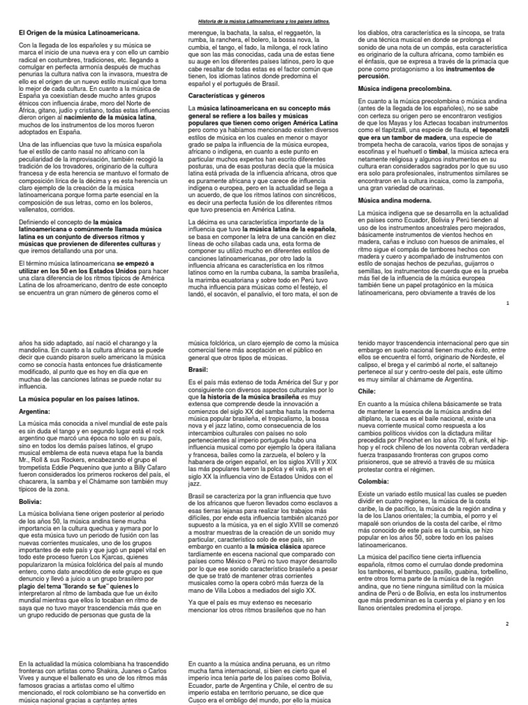 Historia de la Música Latinoamericana | PDF | America latina | Musica ...