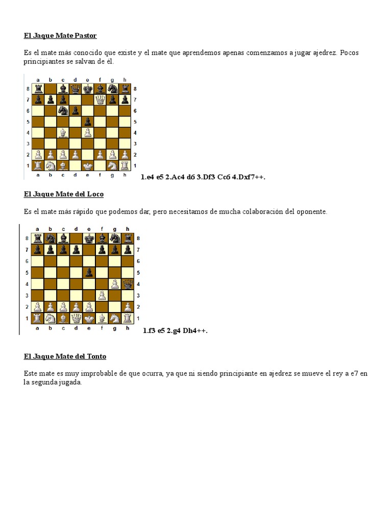 Ajedrez El Jaque Mate Pastor | PDF | Ajedrez | Juegos competitivos