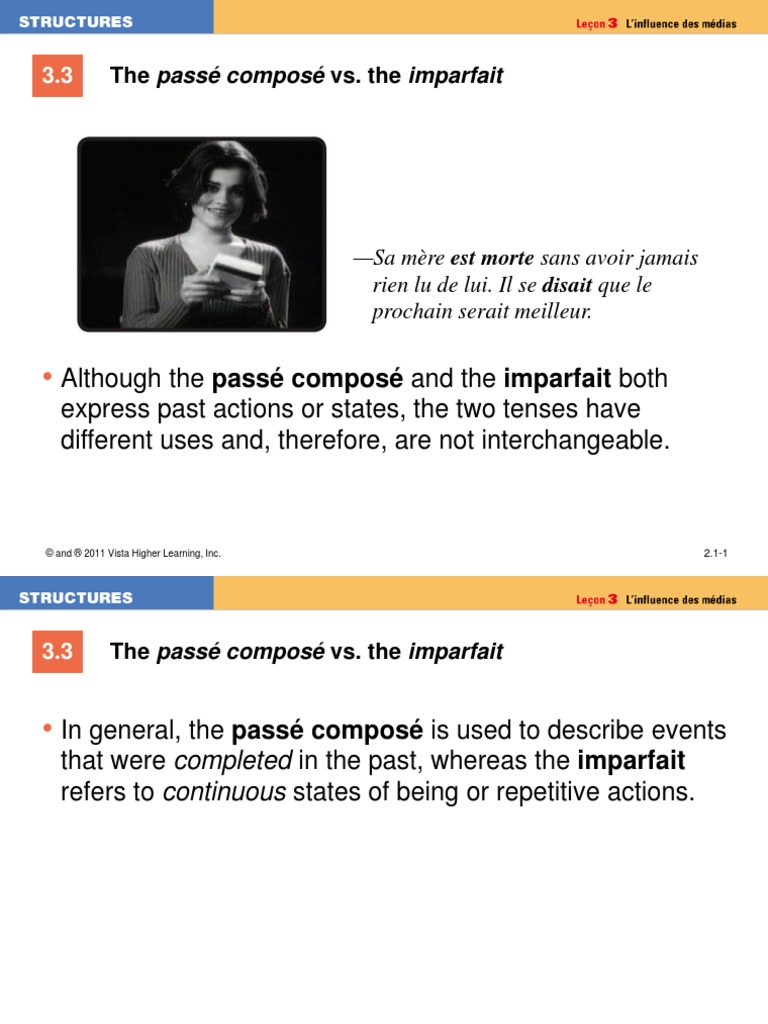 The Passé Composé vs. The Imparfait | PDF | Rules | Style (Fiction)