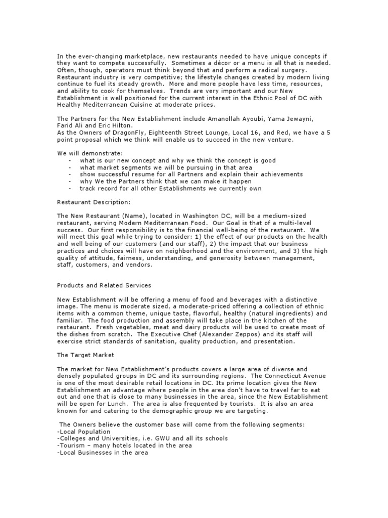 Modern Mediterranean Restaurant Proposal | PDF | Restaurants | Menu