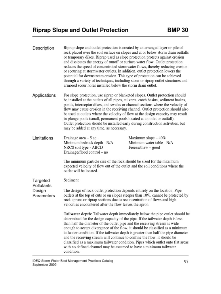 Riprap Slope and Outlet Protection | PDF | Storm Drain | Erosion