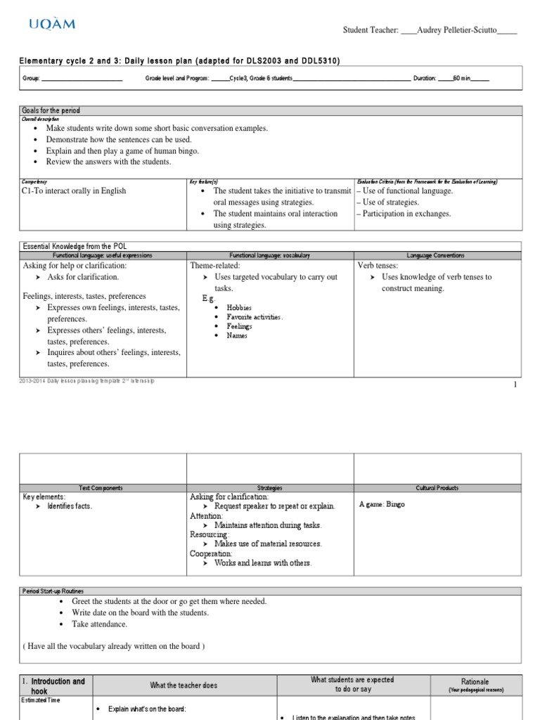 Human Bingo Lesson Plan 1 | Download Free PDF | Lesson Plan | Teachers