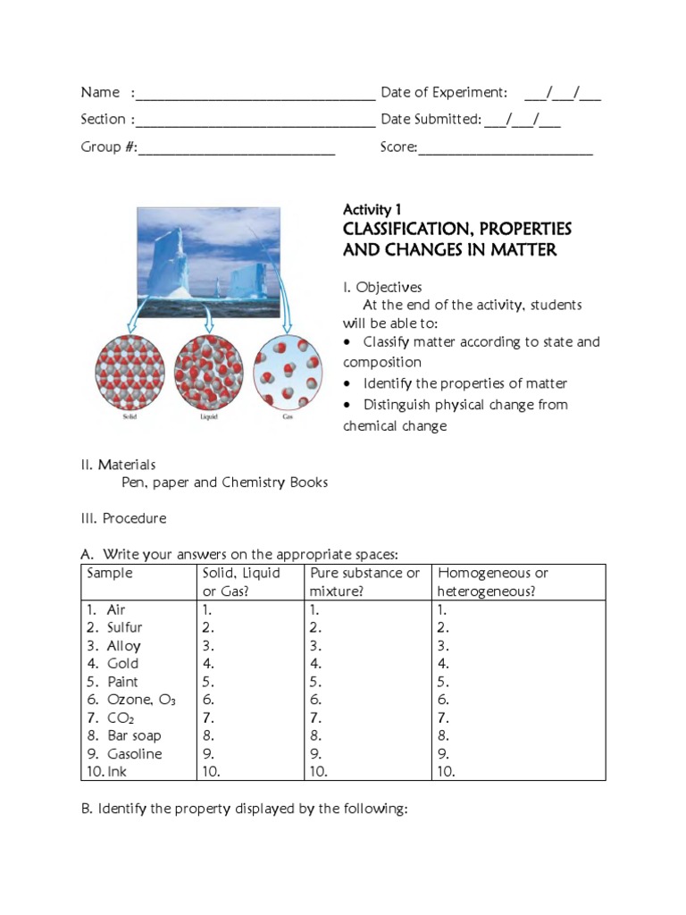 Gen Chem Activity 1 | PDF | Science & Mathematics