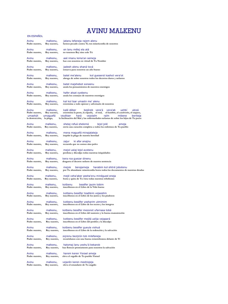 Avinu Malkenu | PDF | Frases Bíblicas | Cristianismo