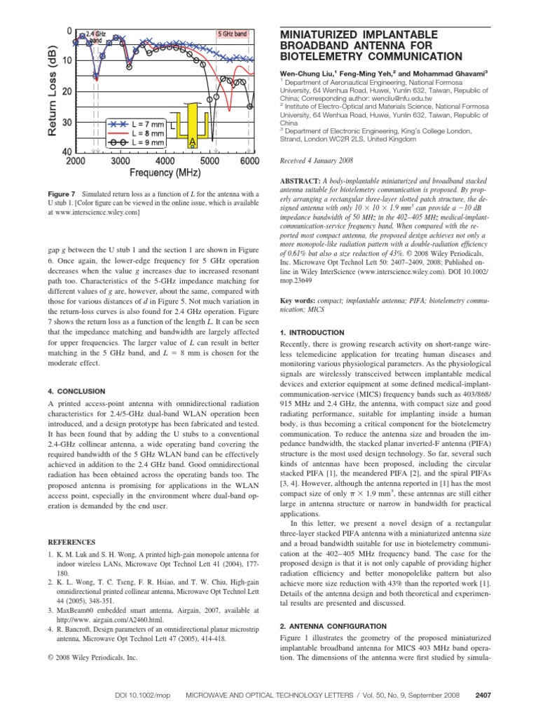 Liu Et Al-2008-Microwave and Optical Technology Letters | PDF | Antenna ...