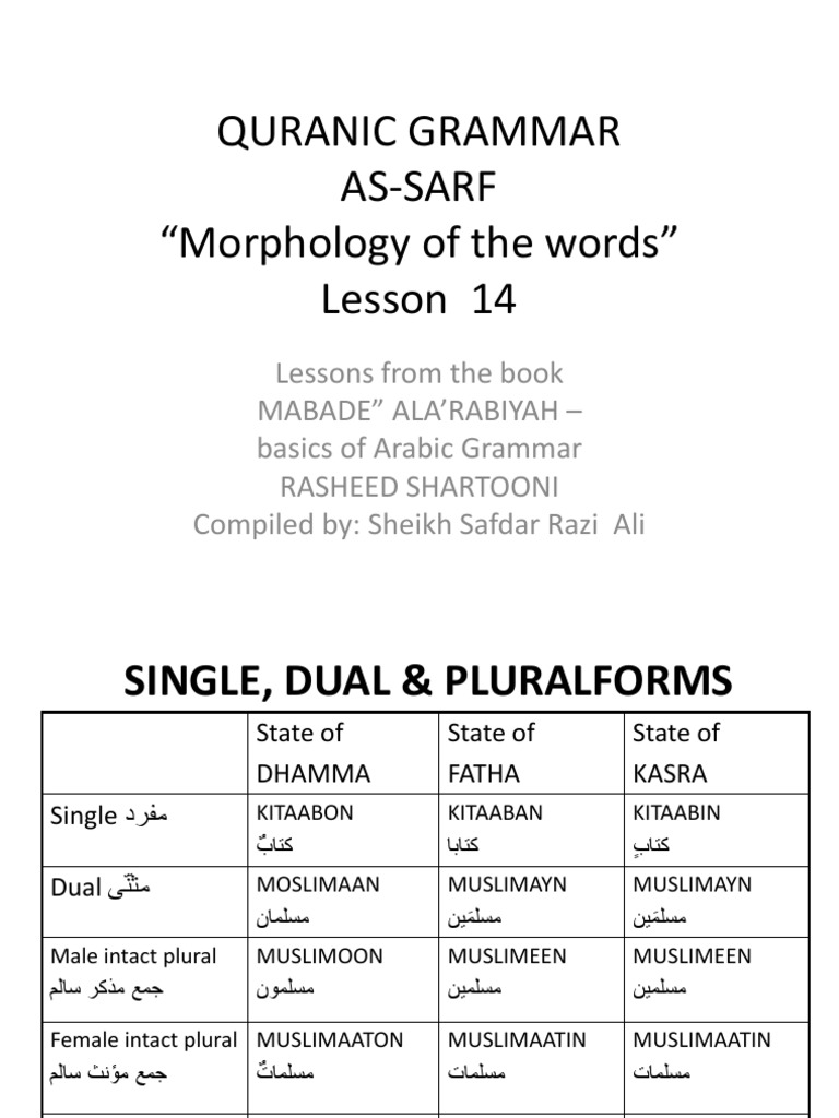 Sarf Lesson 14 | PDF | Plural | Grammatical Number