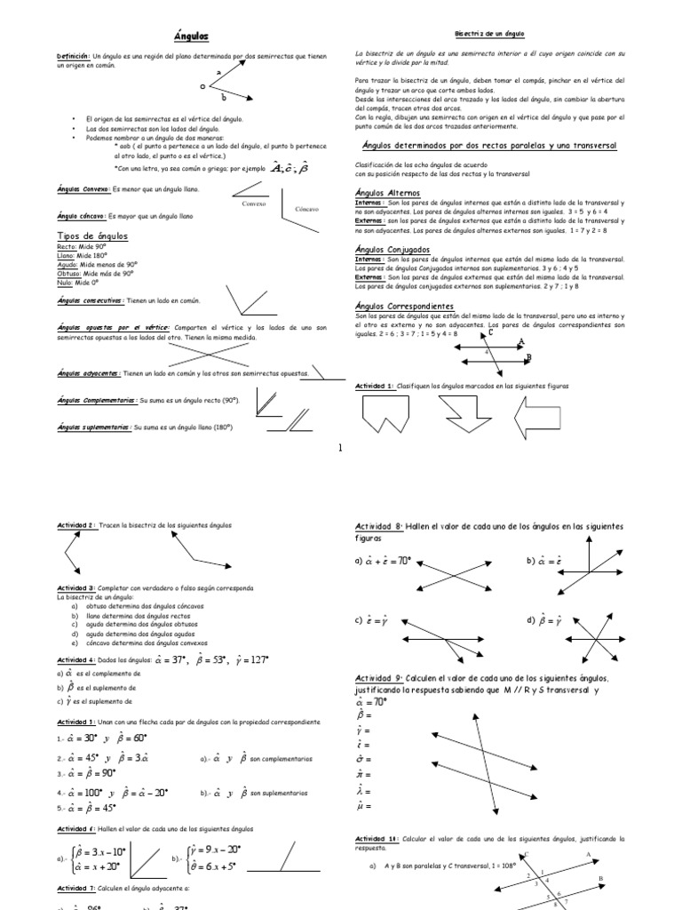 Ángulos | PDF | Matemática Elemental | Geometría Elemental