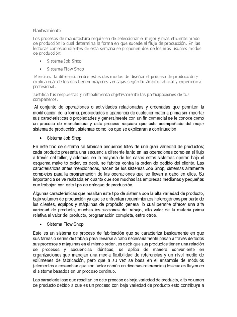 Sistema Job Shop-Flow Shop | PDF | Distribución (comercial ...