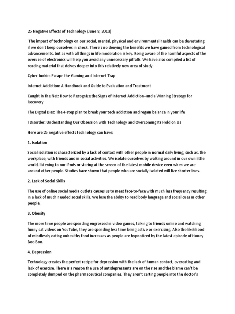 25 Negative Effects of Technology | Human Impact On The Environment ...