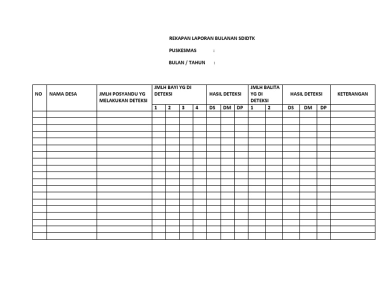Format Rekapan Sdidtk | PDF