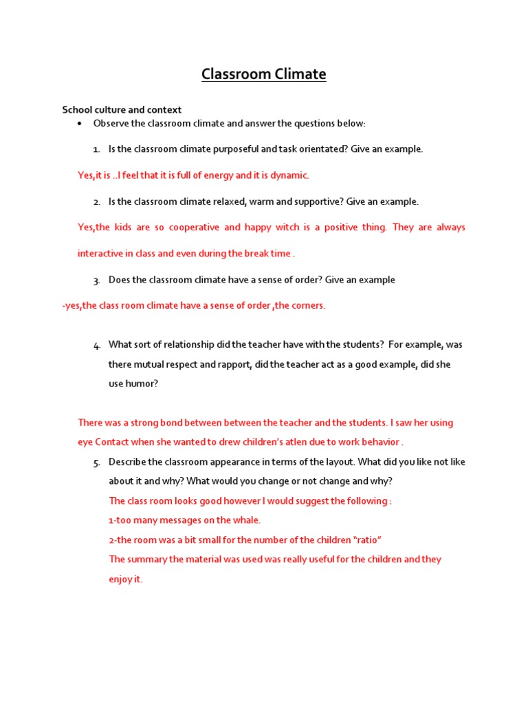 Classroom Climate | PDF