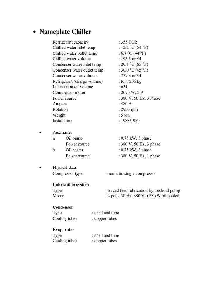 Name Plate Water Chiller | PDF