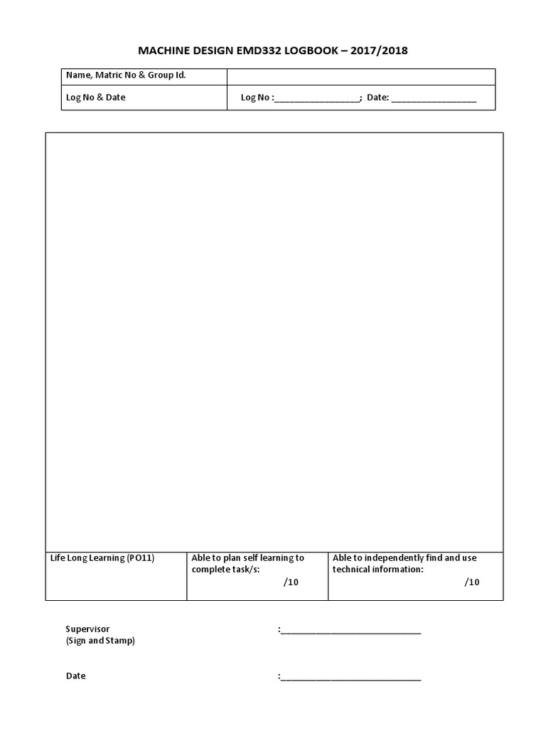 Machine Design Emd332 Logbook - 2017/2018 | PDF | Technology & Engineering