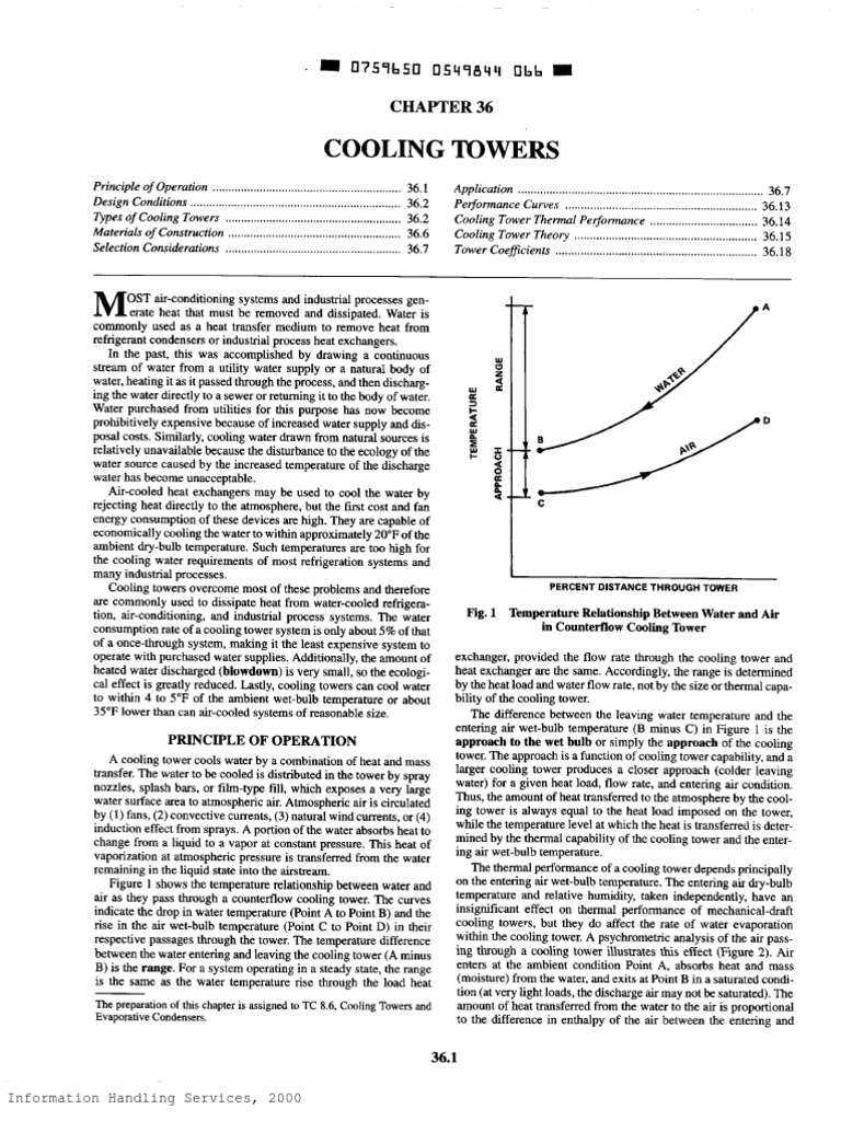 ASHRAE Chap 36 - Cooling Towers PDF | PDF