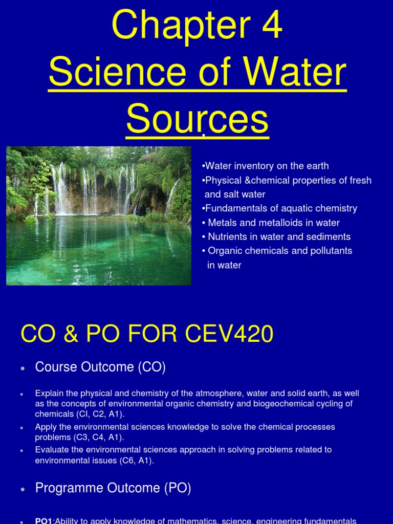 Chap04 - Science of Water Sources - Part 1 | PDF | Ph | Properties Of Water
