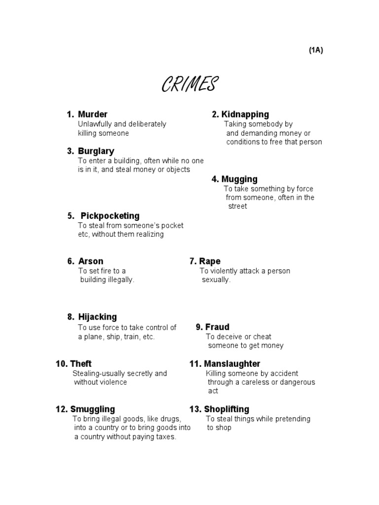 Vocabulary Crime | PDF | Theft | Crime & Violence