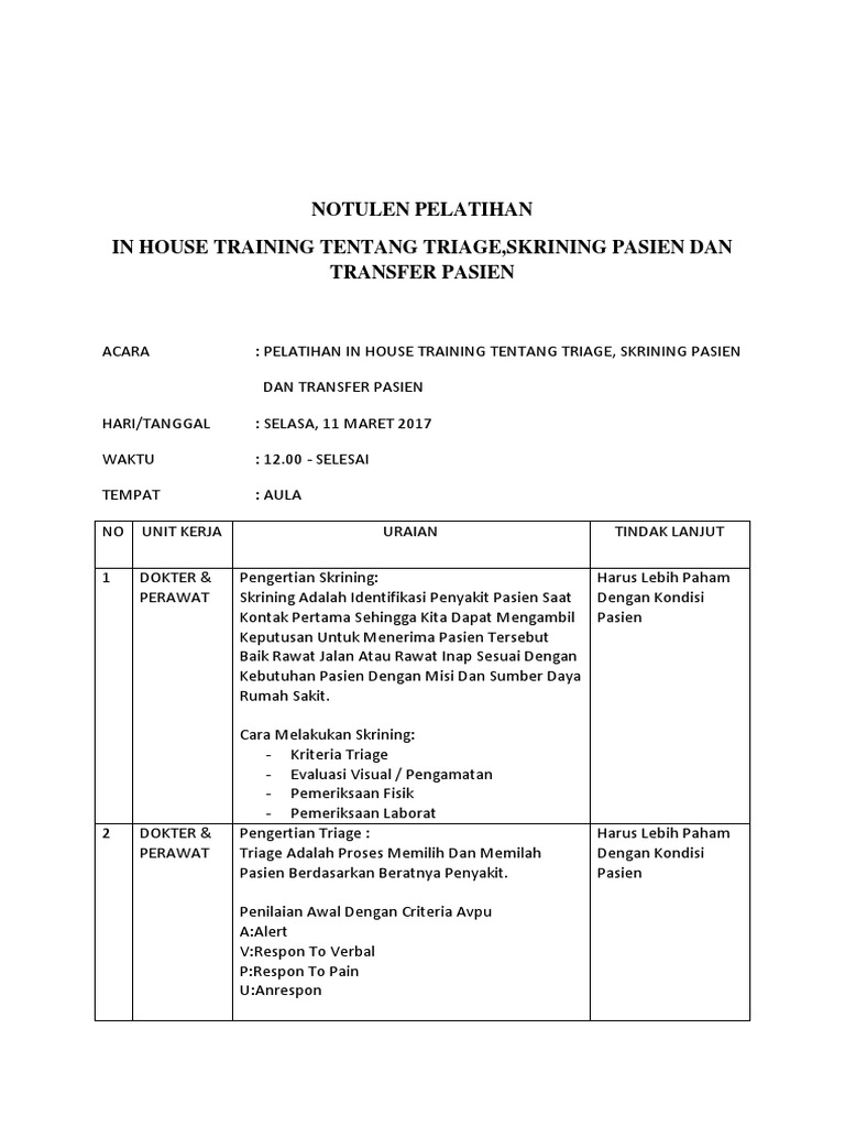 Notulen Pelatihan | PDF