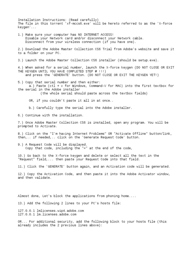 CS6 Install Instructions | PDF | Windows Registry | Computer File