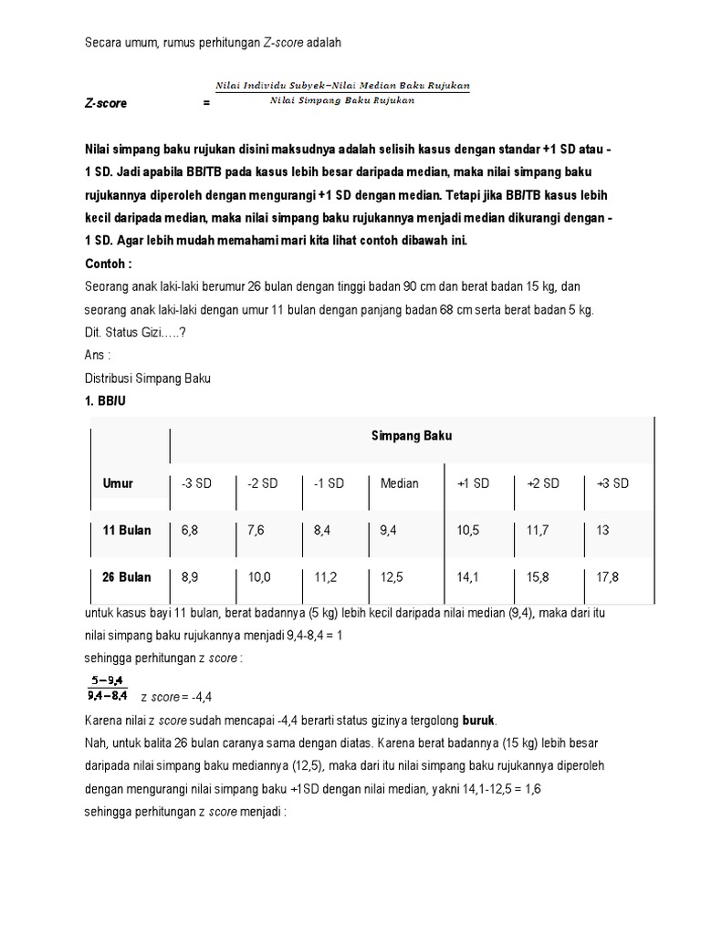 Z-SCORE DAN PENGUKURAN STATUS GIZI PADA ANAK | PDF