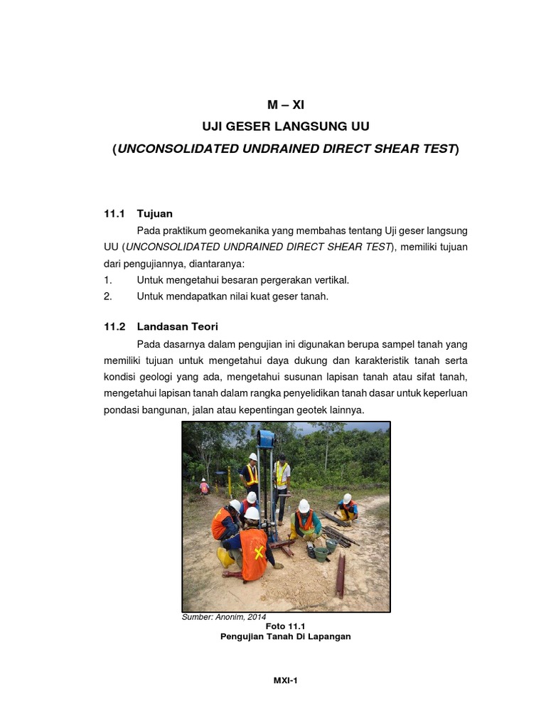 Uji Geser Langsung UU pada Tanah | PDF