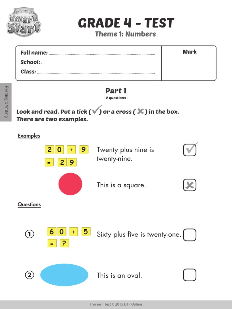 I-Learn Smart Start Grade 4 Theme 1 - Reading - Writing Test - TB | PDF ...
