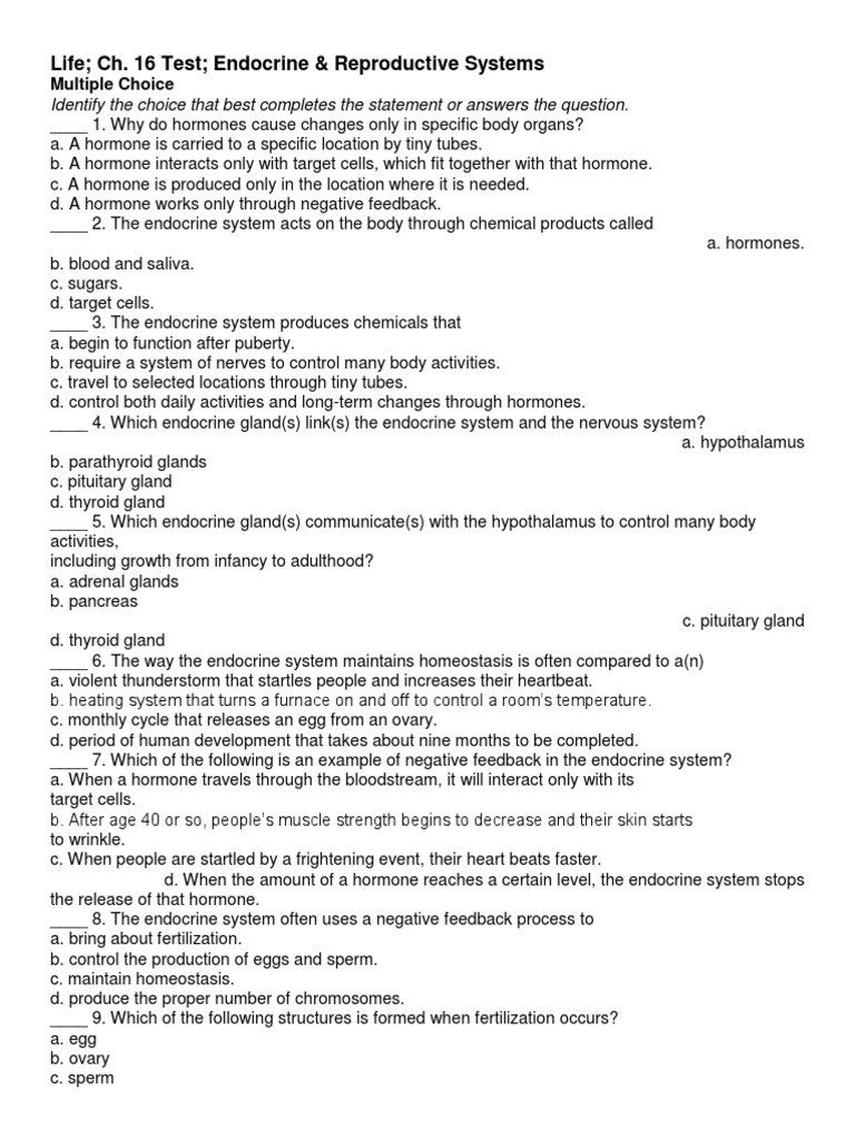 Understanding the Key Concepts of the Endocrine and Reproductive ...