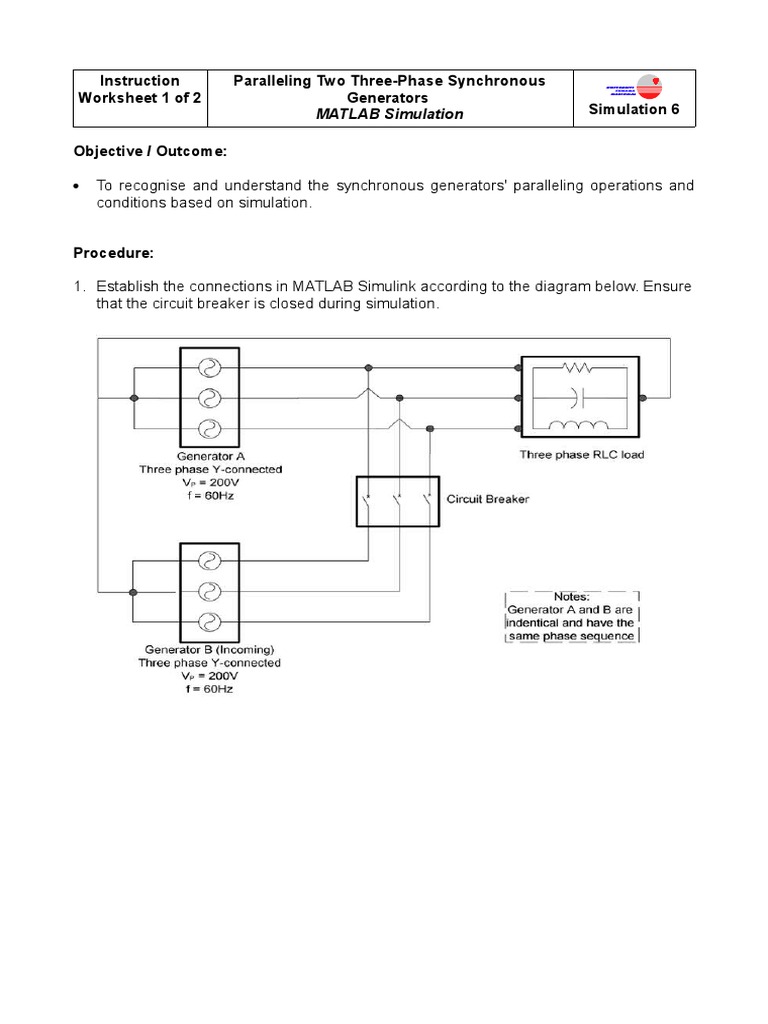 Lab 6 - Paralleling Two Sync Generators (Simulation) | PDF