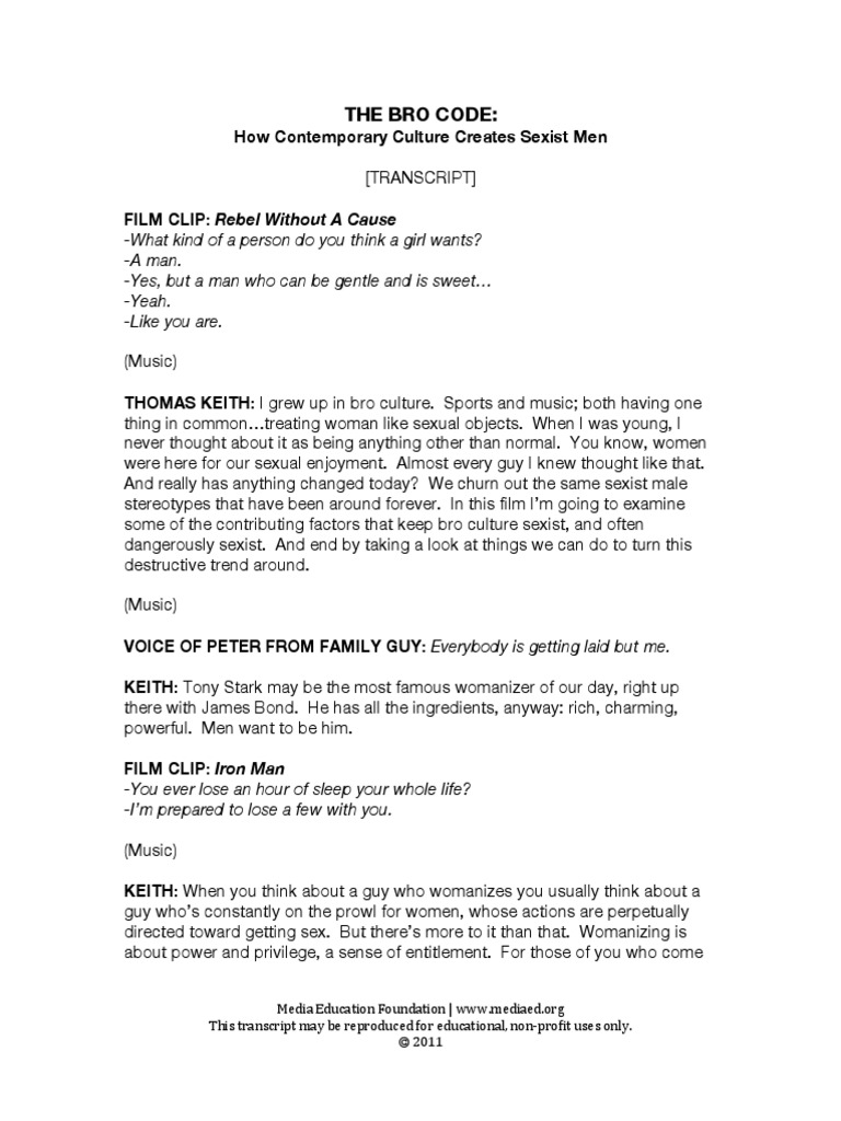 The Bro Code Transcript | PDF | Human Sexual Activity | Rape