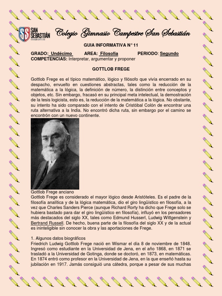 11° GUIA FILO FREGE | PDF | Gottlob Frege | Lógica