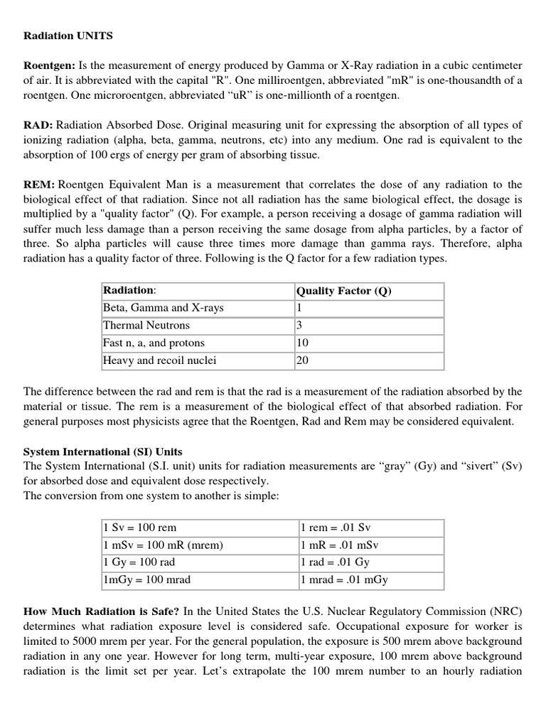 Radiation Units | Download Free PDF | Ionizing Radiation | Gamma Ray