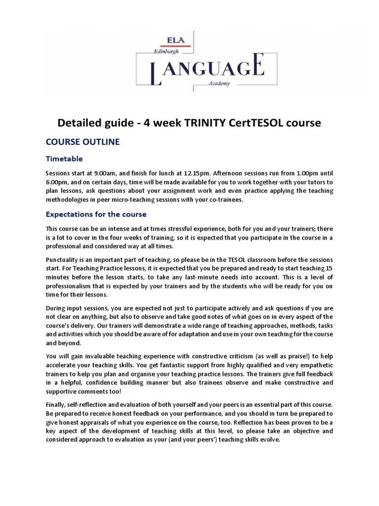 Detailed Guide - Trinity Certtesol | PDF | English As A Second Or ...
