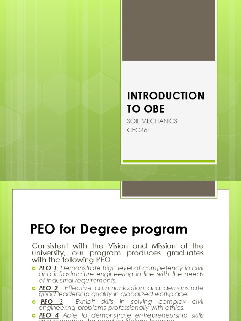 Introduction To Obe - Mac2018 | PDF | Engineering | Civil Engineering