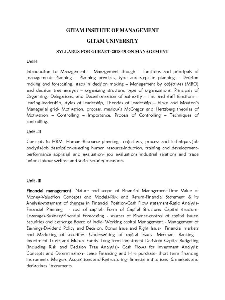 Management Syllabus | PDF | Marketing | Microeconomics