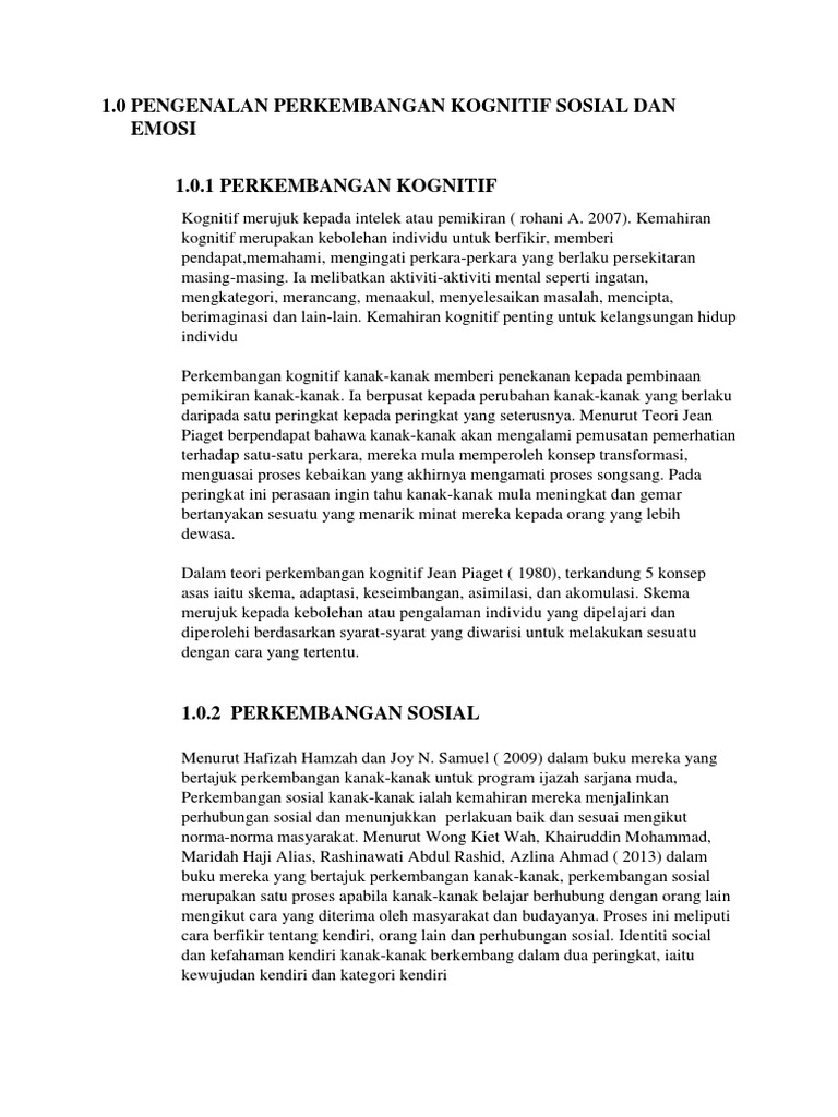 Pengenalan Perkembangan Kognitif Sosial Dan Emosi | PDF