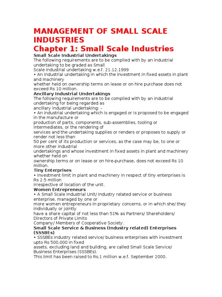 Management of Small Scale Industries | PDF | Economy Of India | Business
