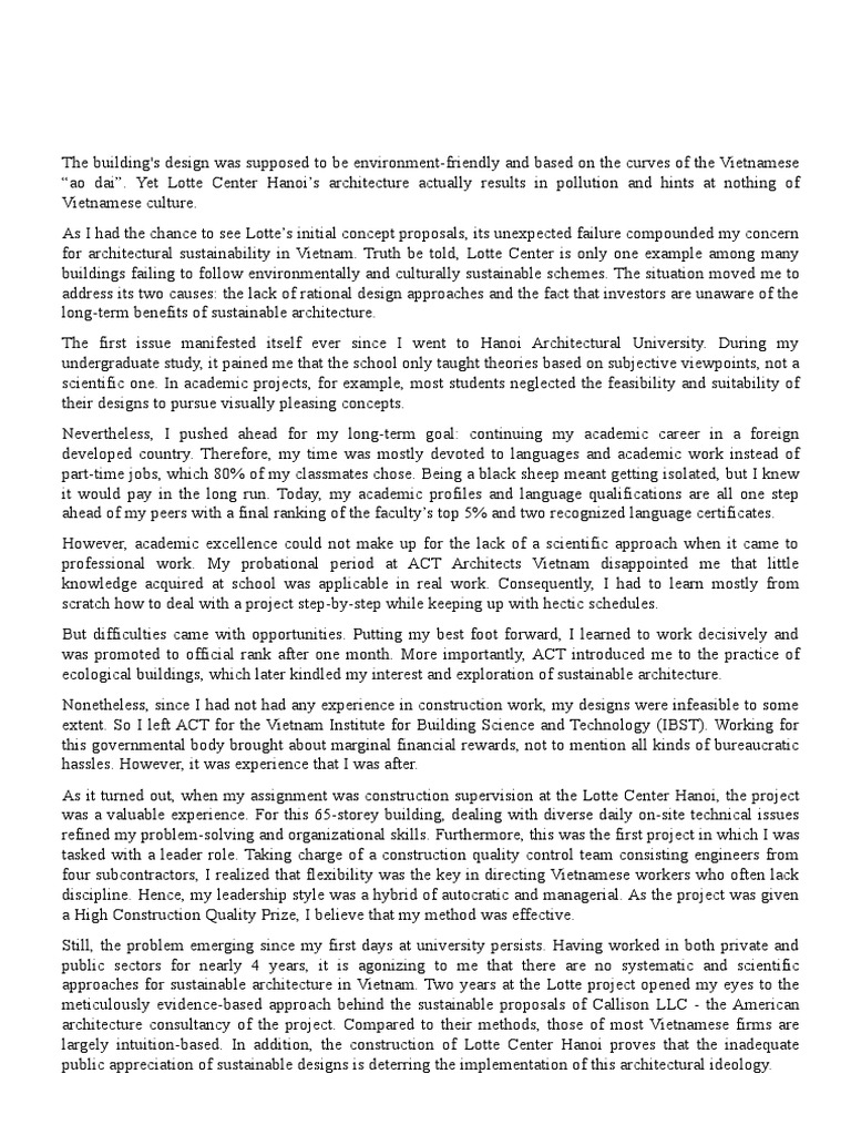 Hoang Duc Long Personal Statement | PDF | Design | Expert