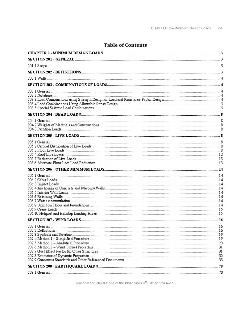 NSCP 6th Ed: Minimum Design Loads | PDF | Structural Load | Wall